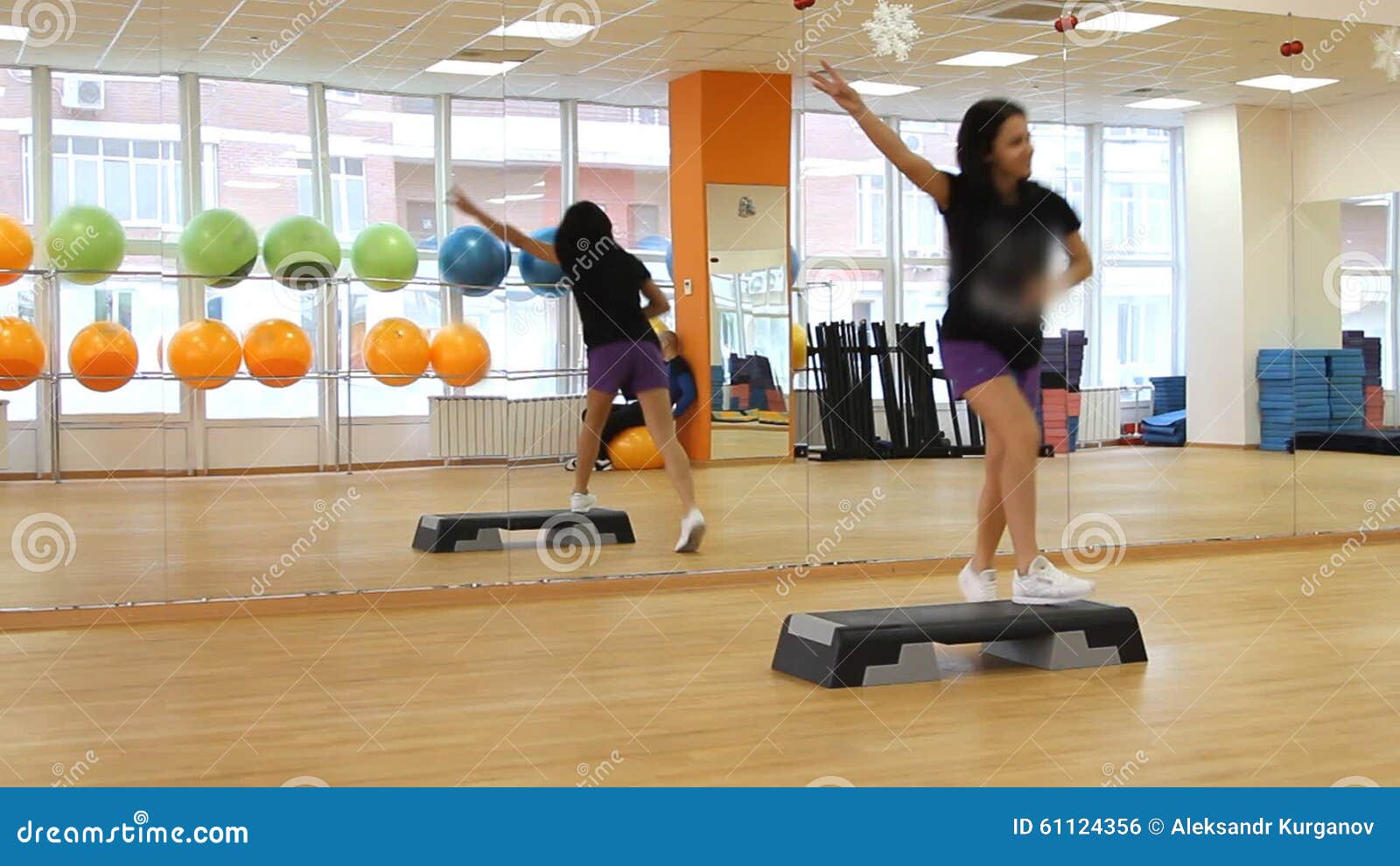Female on the Step Board during Exercise Stock Footage - Video of ...