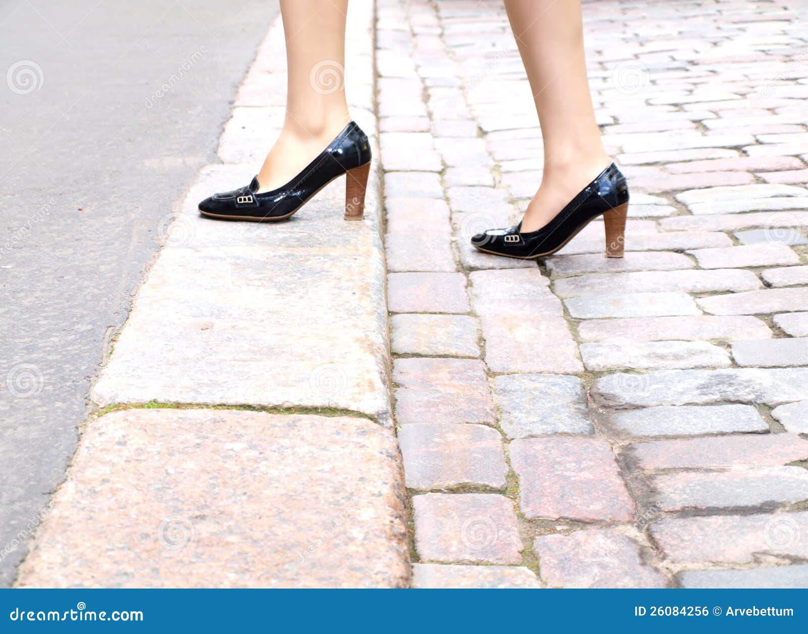 Female Stepping Onto the Sidewalk Stock Photo - Image of elegance ...