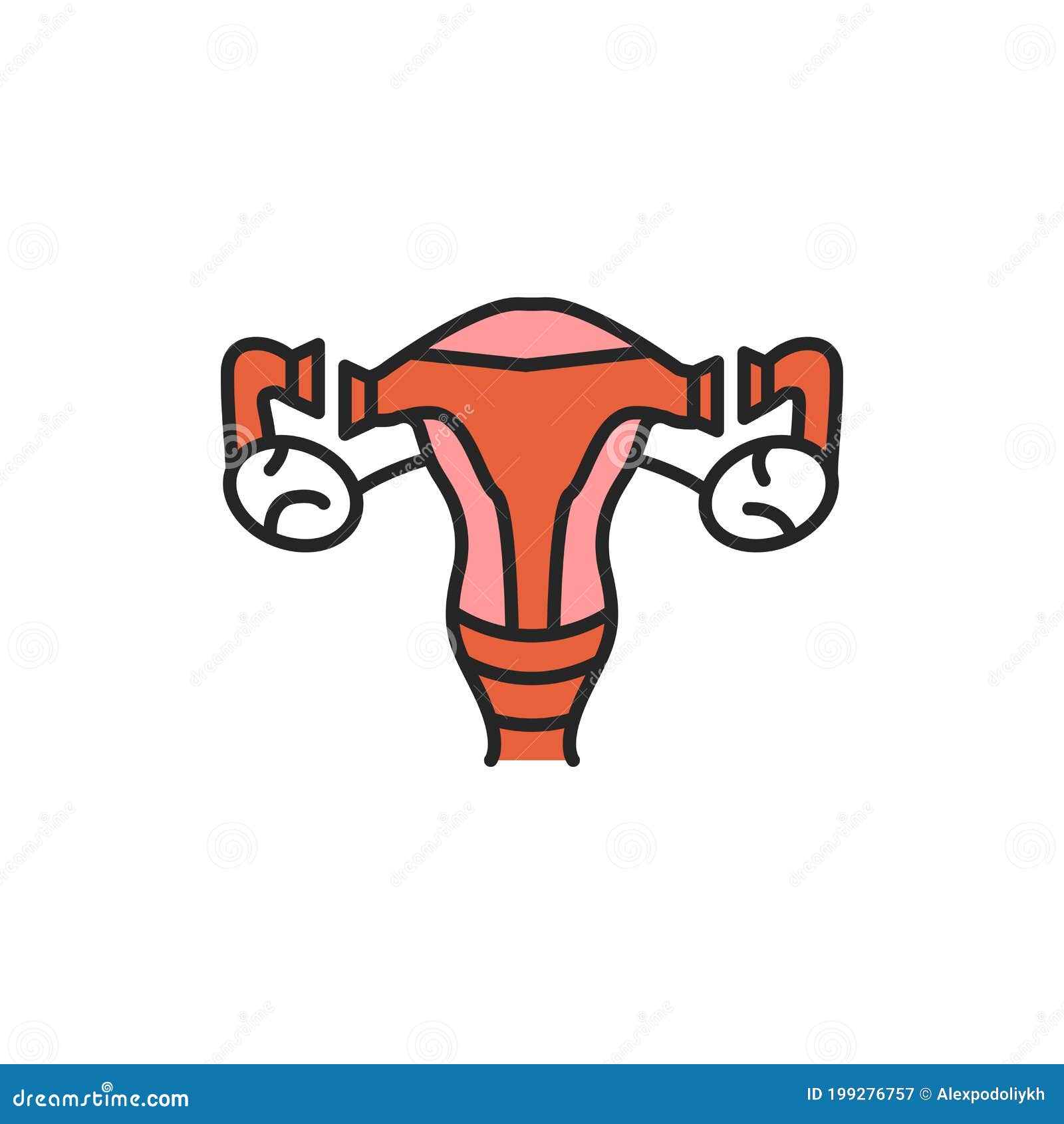 Female Sterilization Color Line Icon Tubal Ligation Permanent