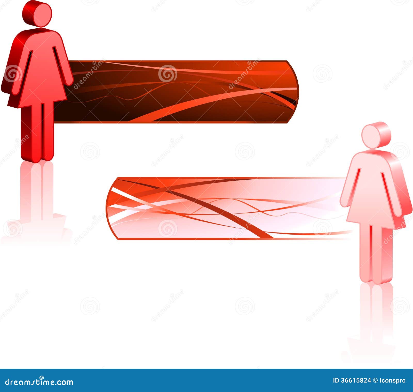 Female Stick Figures with Banners Stock Illustration - Illustration of ...