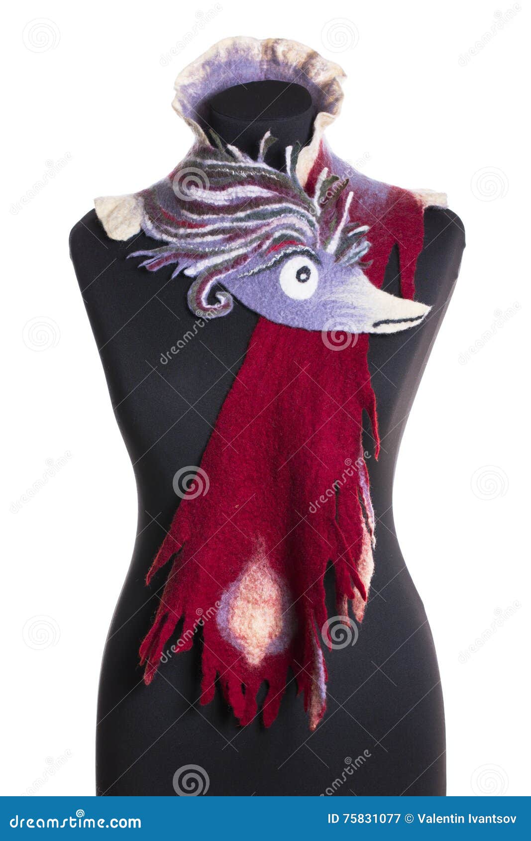Female Stole with the Image of a Bird of Felted Wool Stock Image ...