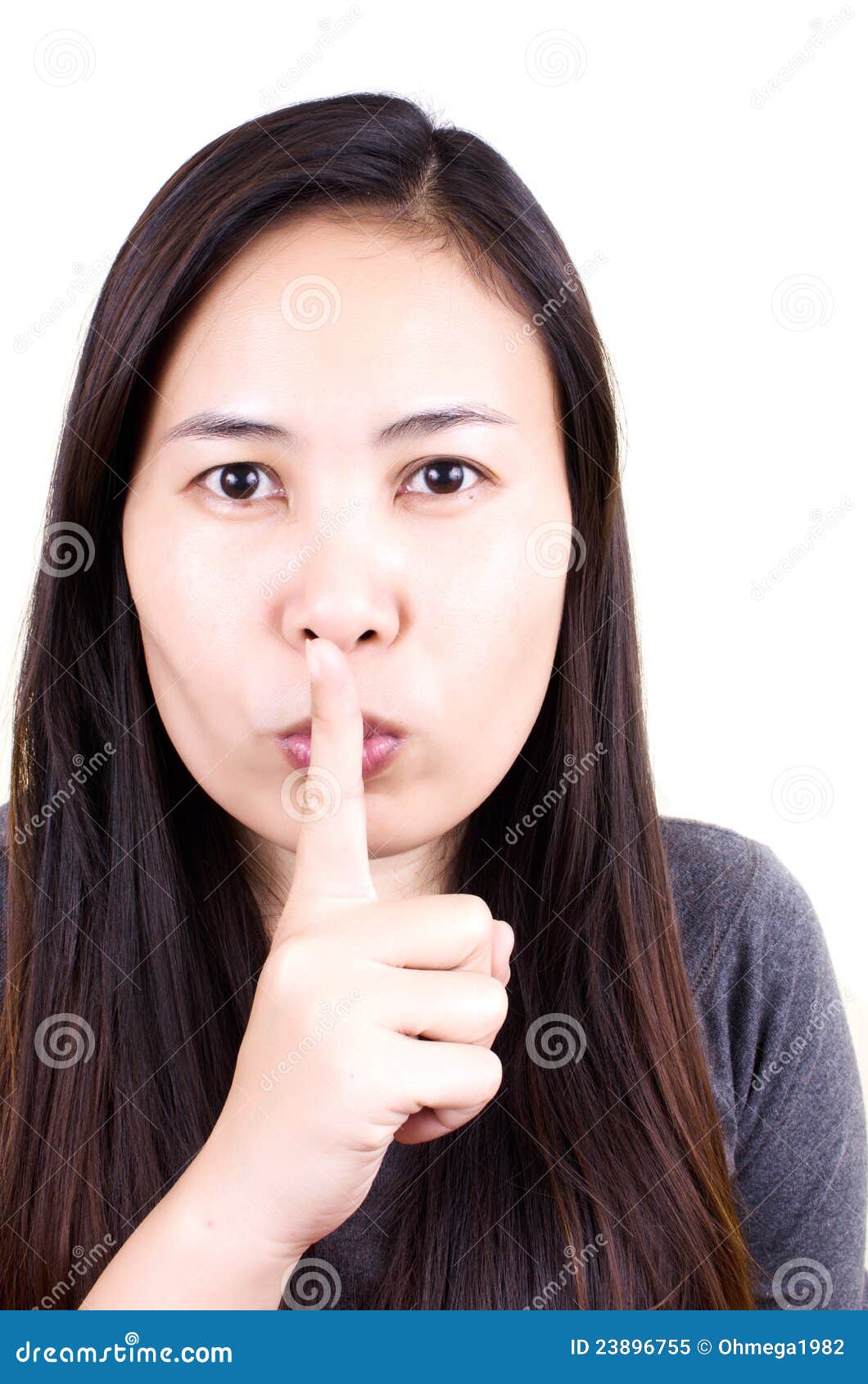 Female Stop Talk with Finger. Stock Image - Image of adult, brunette ...