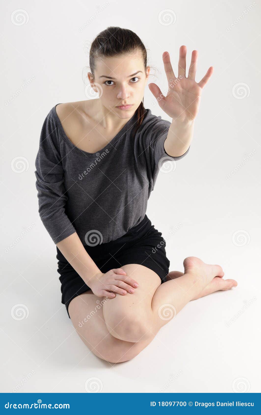 Female stopping aggression stock photo. Image of brunette - 18097700