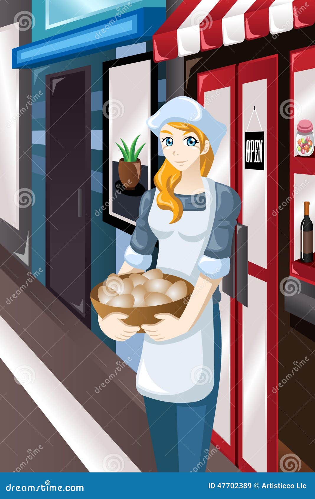 Female Store Owner Standing in Front of Her Store Stock Vector ...