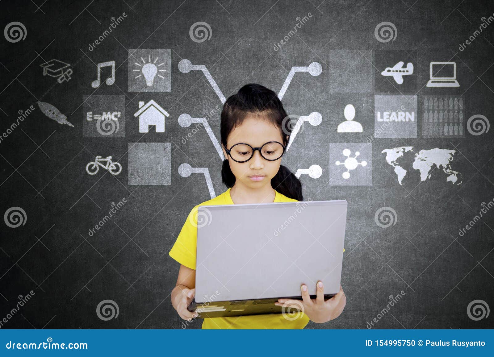 Female Student Accessing Internet in Classroom Stock Photo - Image of ...