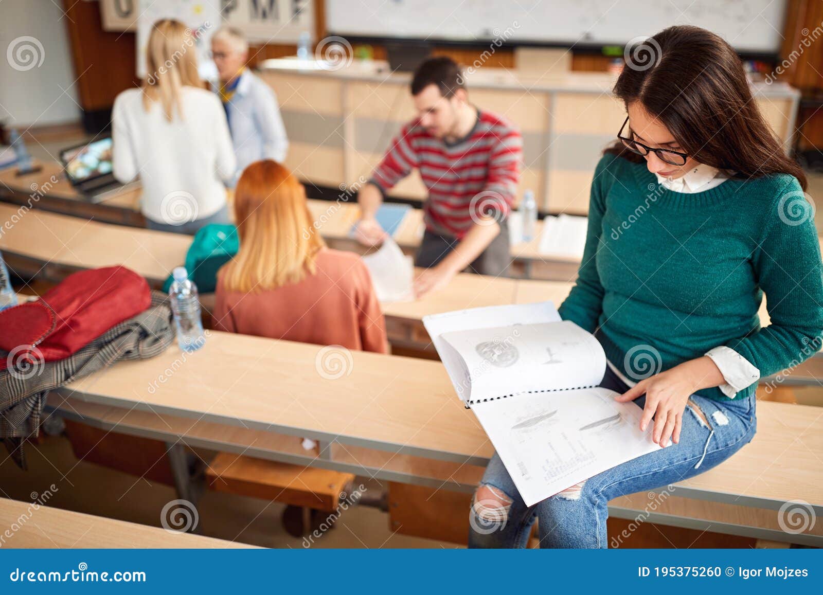 Female Student in Amphitheater Learning Stock Photo - Image of ...