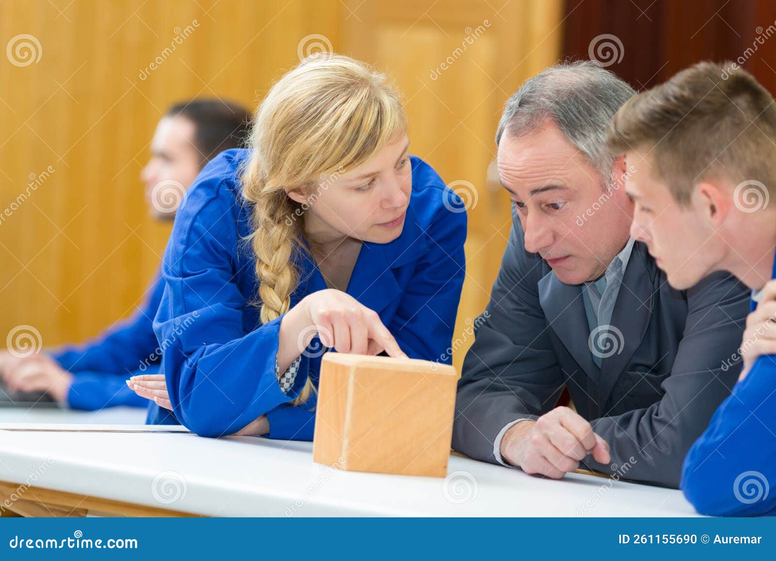 Female Student Asking Question in Woodwork Class Stock Photo - Image of ...