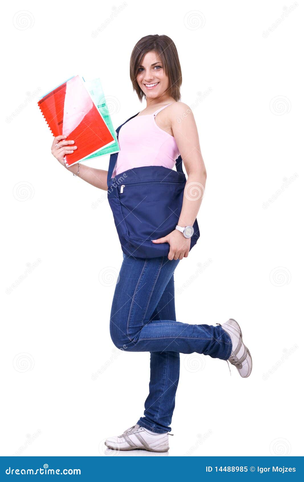 Female student with bag stock image. Image of girls, caucasian - 14488985