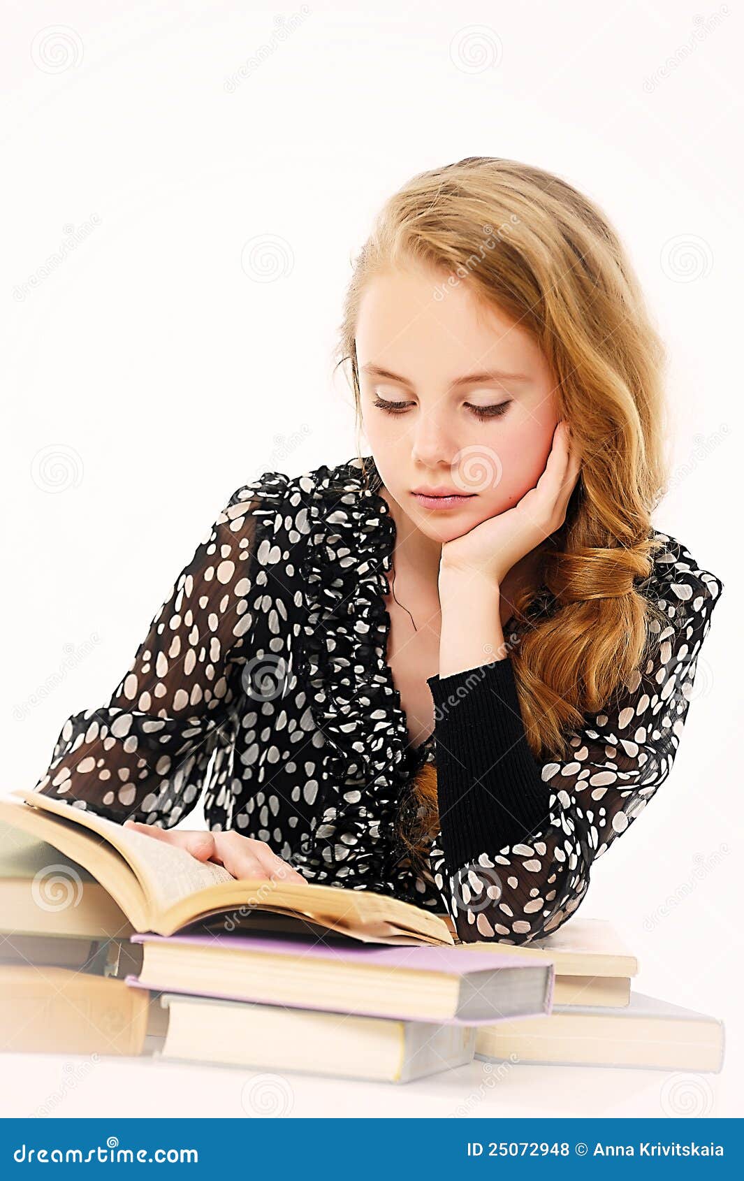 Female student with books stock photo. Image of desk - 25072948