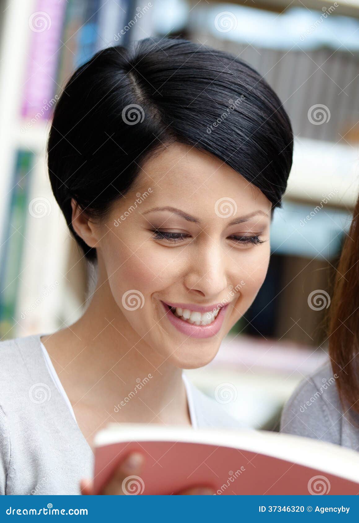 Female Student with Books at the Library Stock Photo - Image of library ...