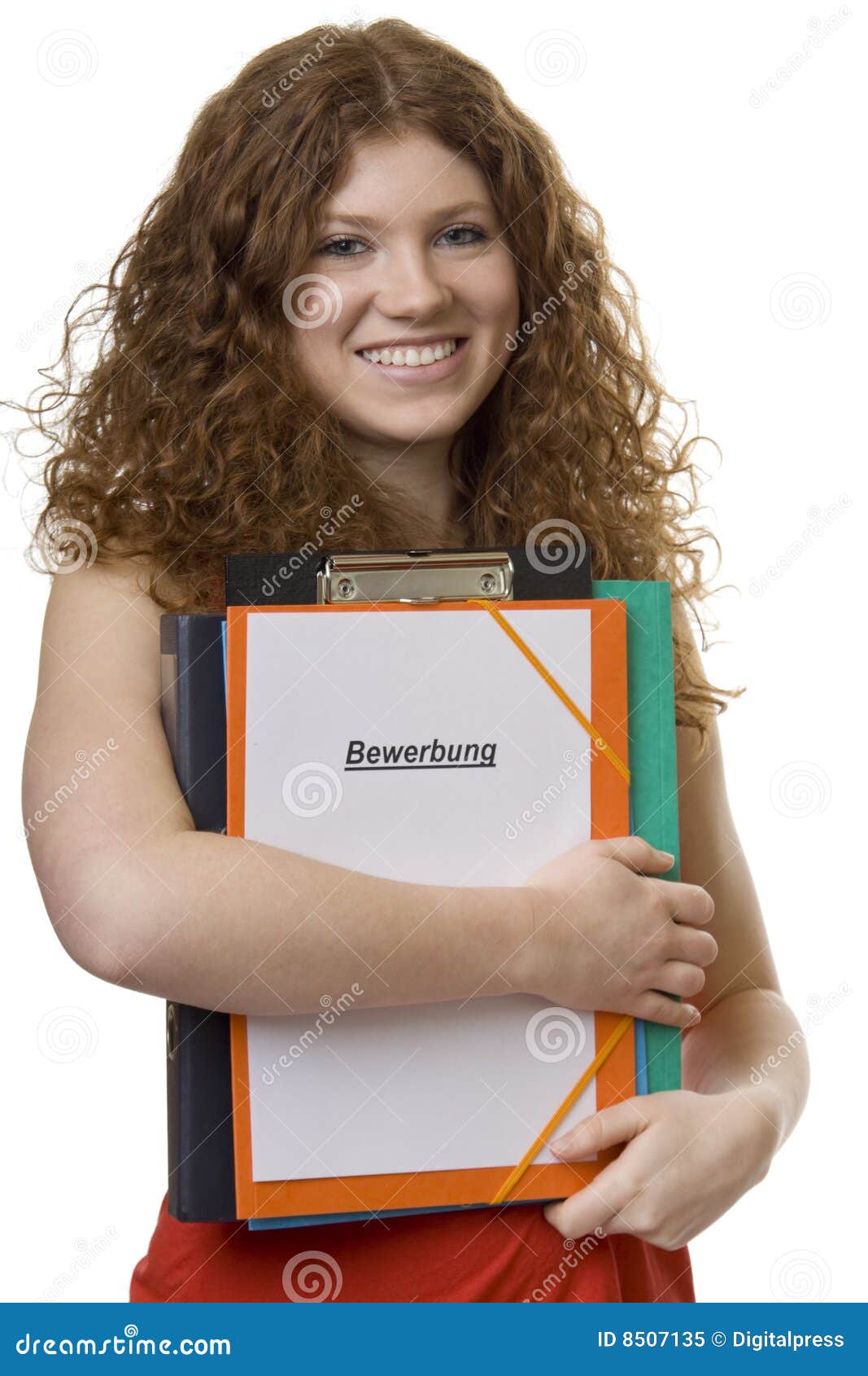 Female Student with Briefcase Application Stock Image - Image of curly ...