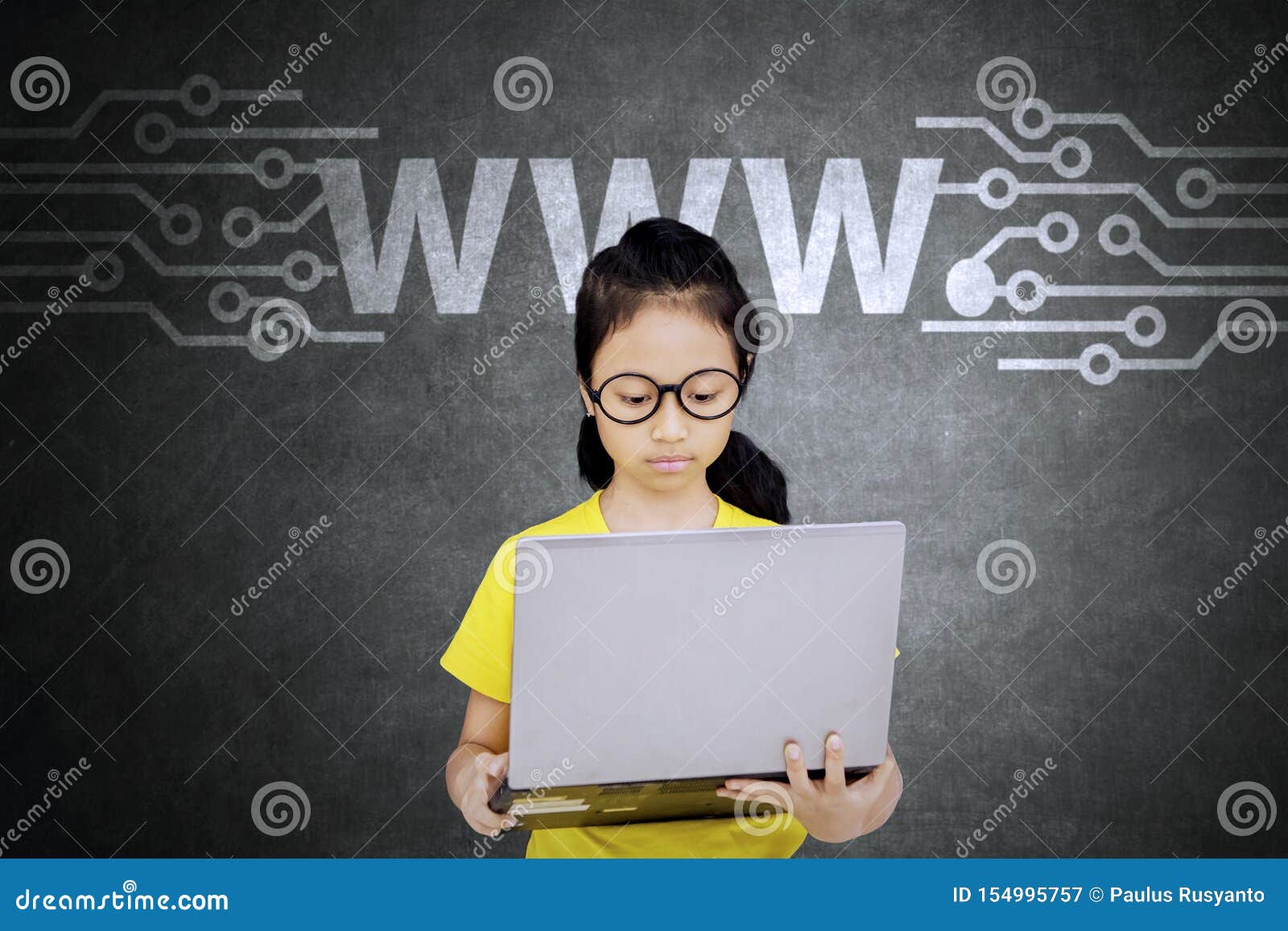Female Student Browsing Internet with a Laptop Stock Image - Image of ...