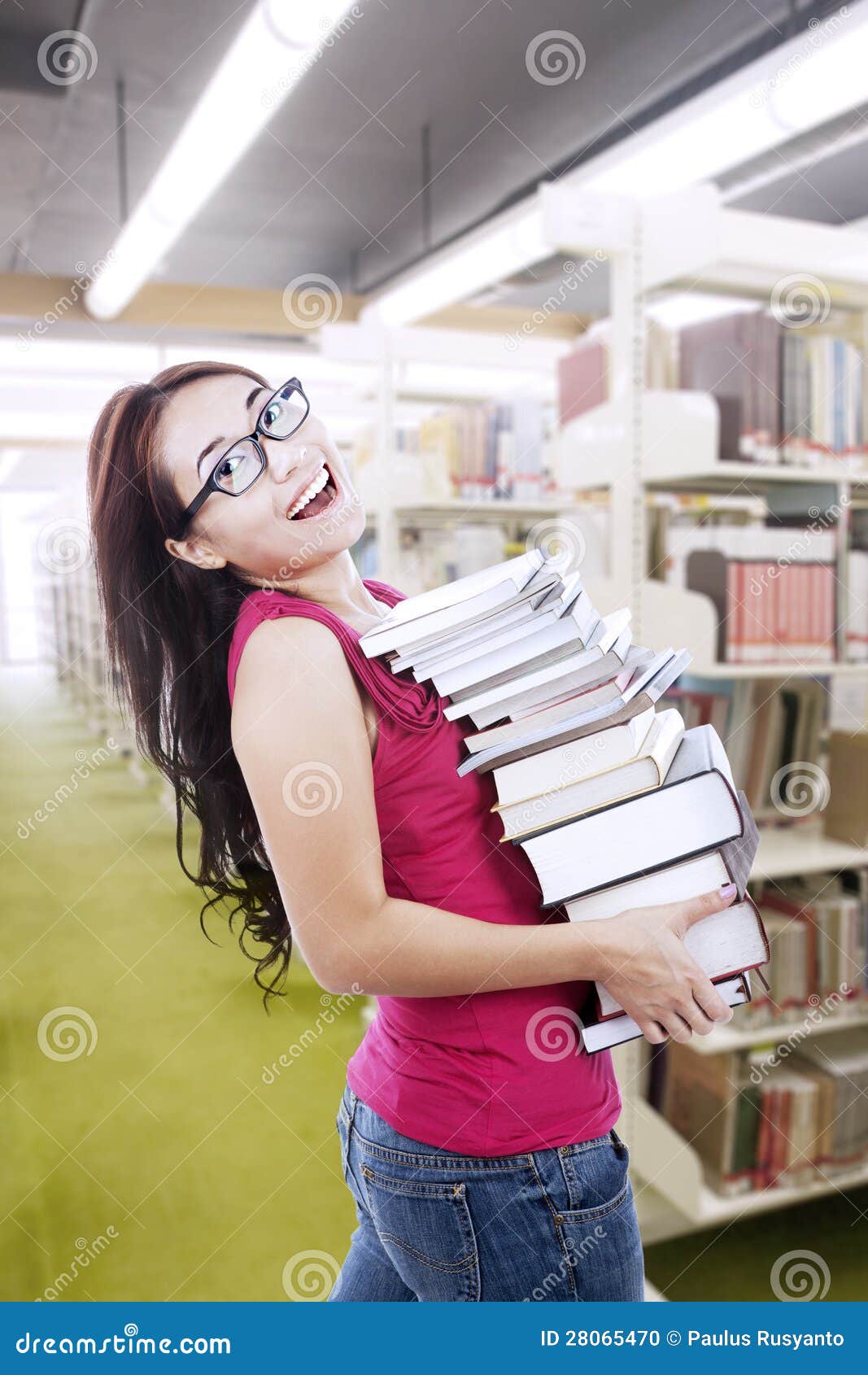 Female Student Carry Books at Library Stock Photo - Image of analysis ...