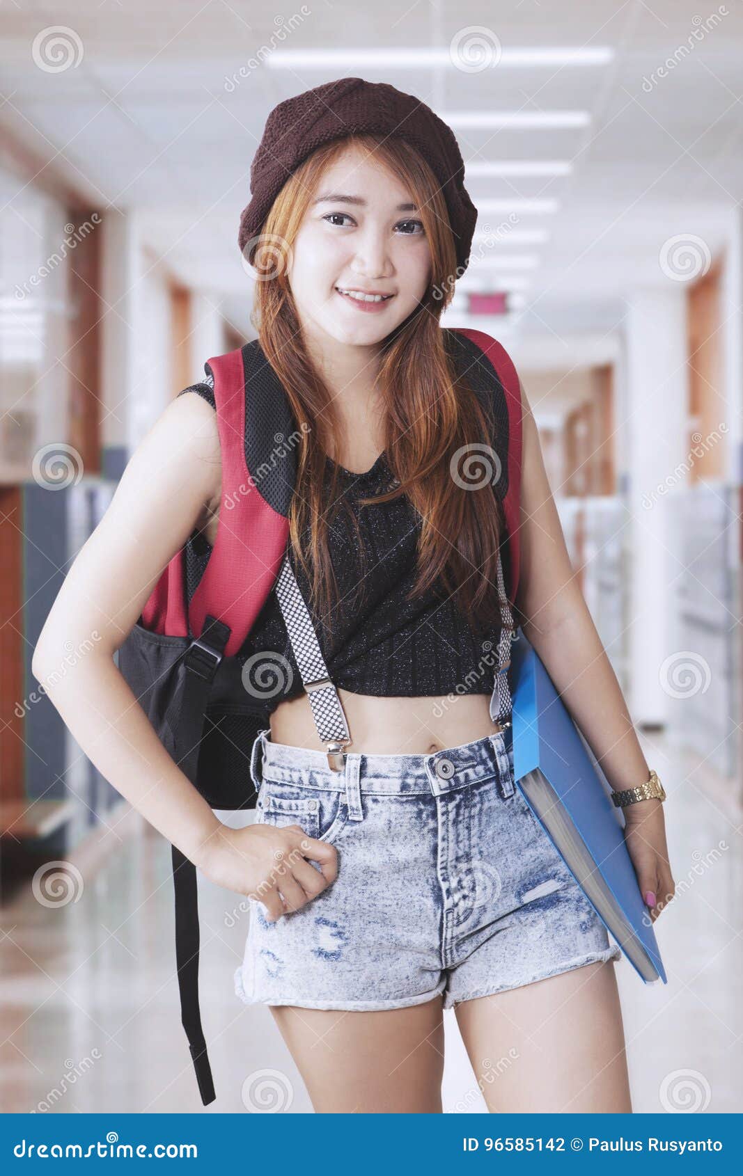 Female Student Carrying a Folder Stock Photo - Image of holding ...