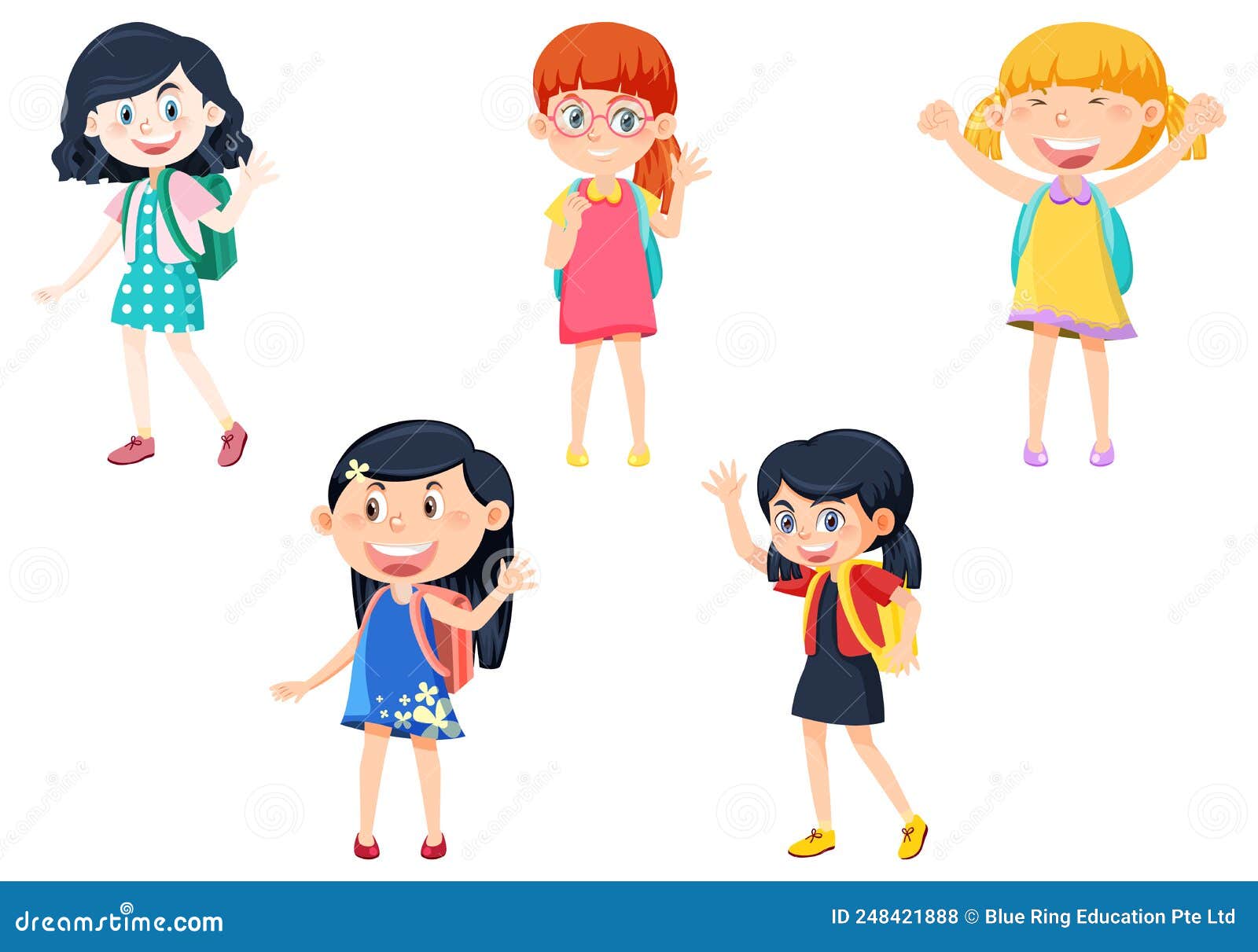 Female Student Cartoon Character with Backpack Stock Vector ...