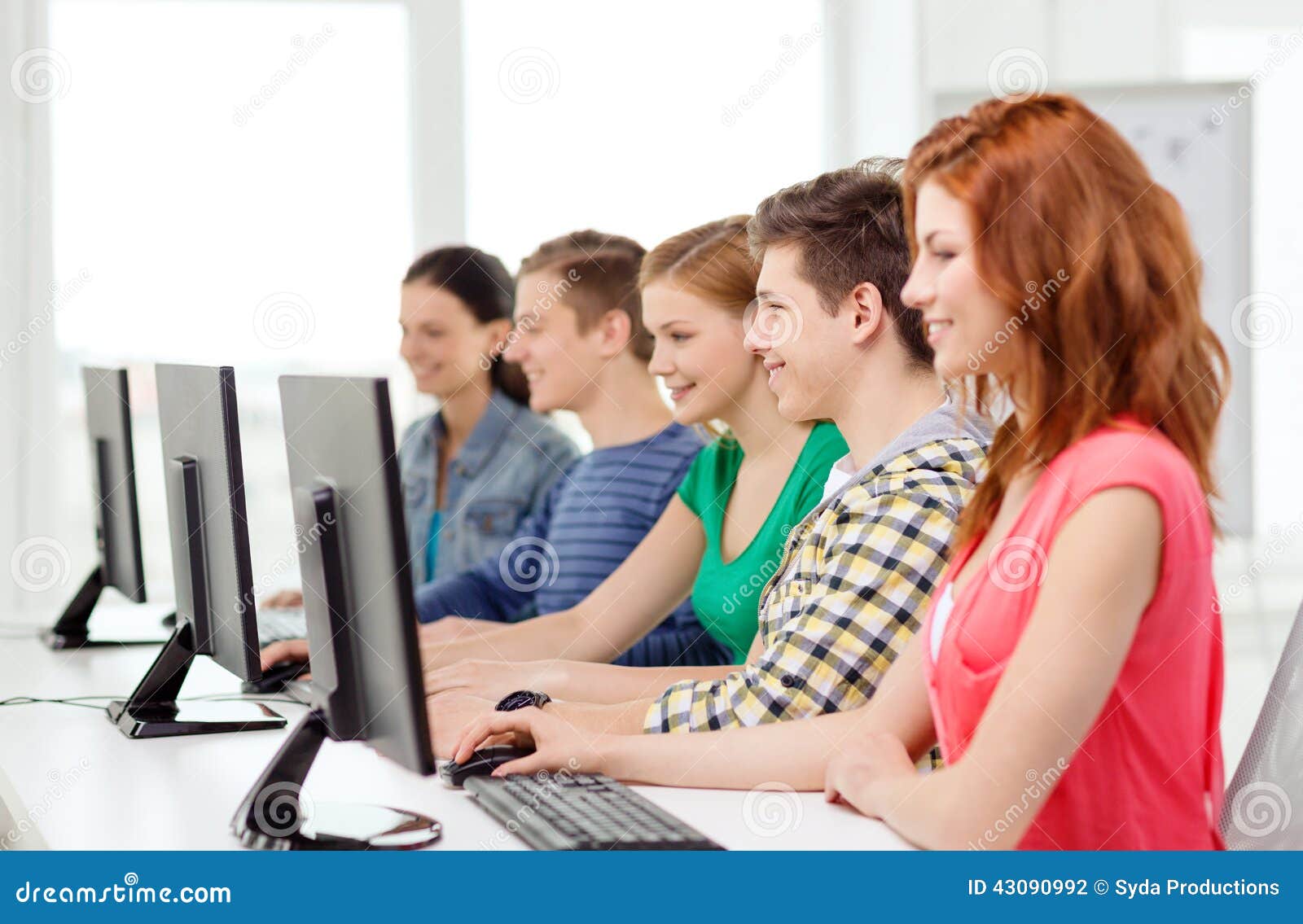 Female Student with Classmates in Computer Class Stock Photo - Image of ...