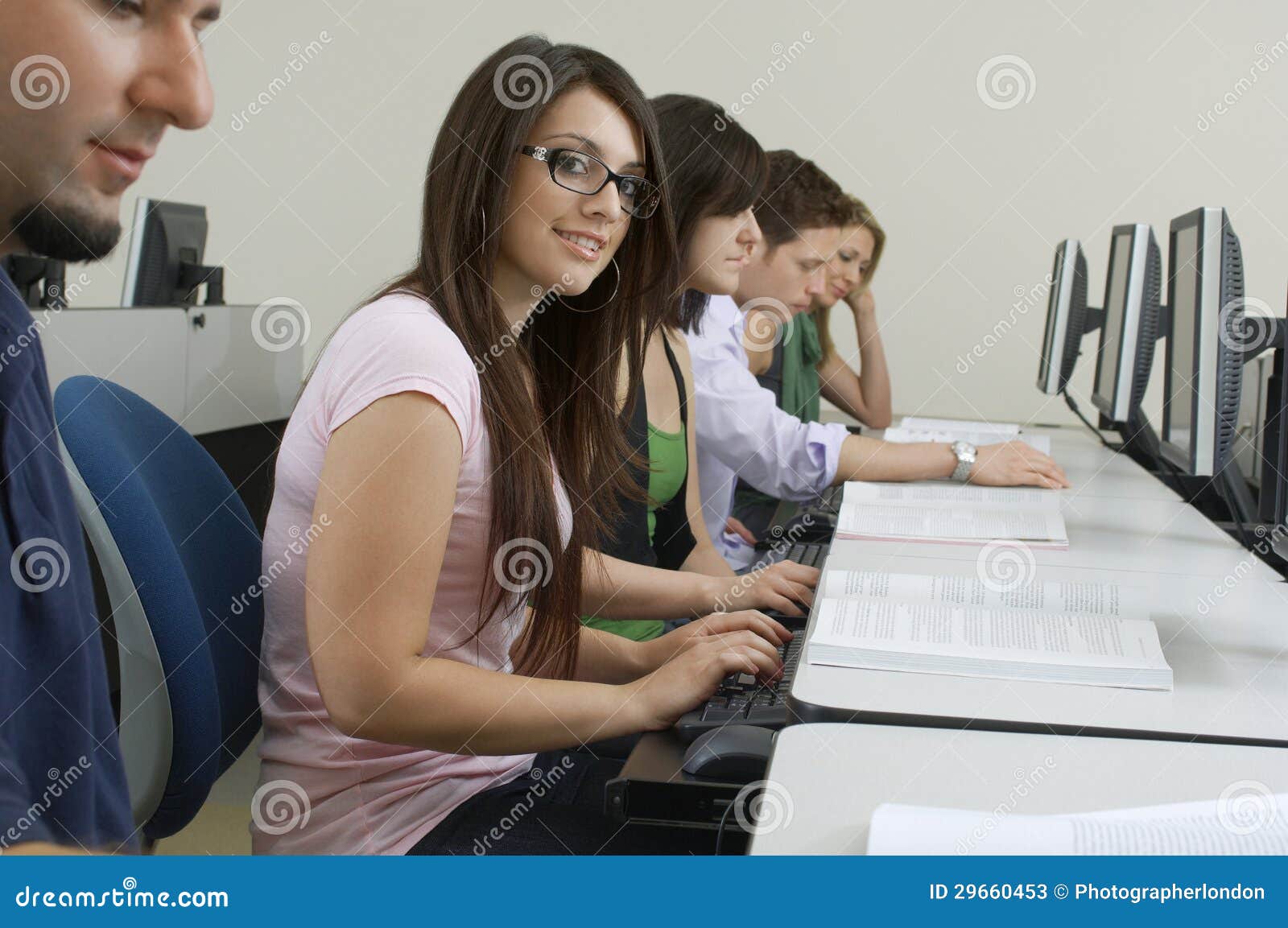Teenage Girl In A Computer Lab Highres Stock Photo