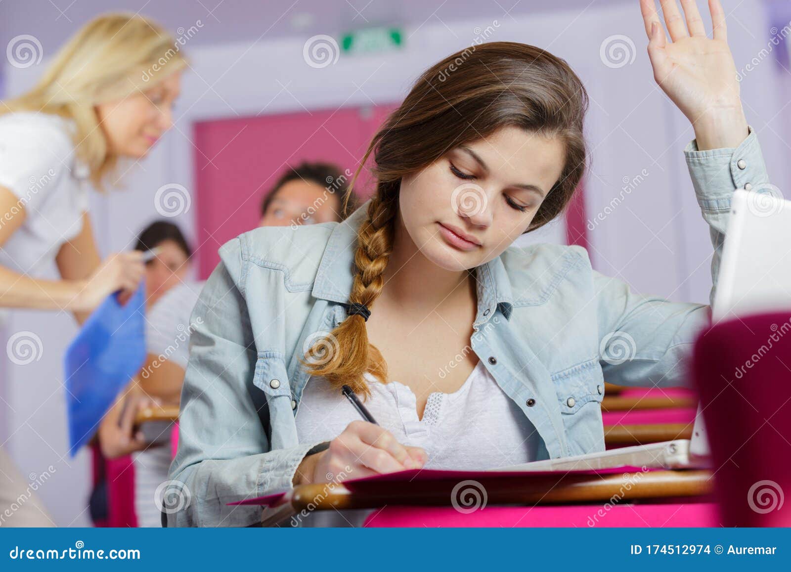 Female Student in Classroom Stock Photo - Image of happy, cognition ...
