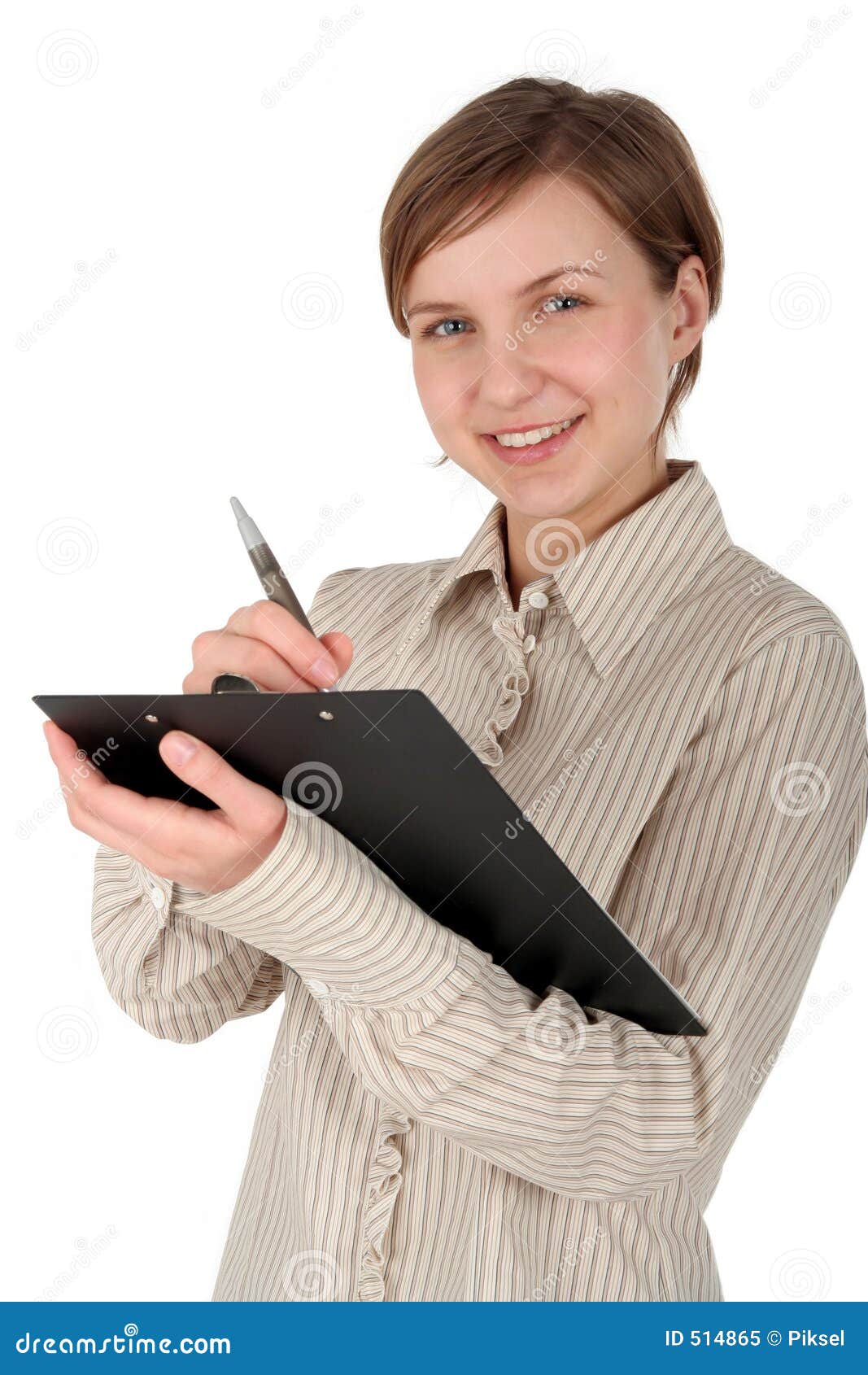 Female Student with Clipboard and Pen Stock Image - Image of lessons ...