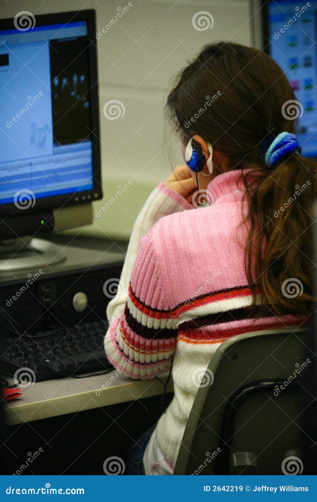 Female student on computer stock image. Image of kids - 2642219