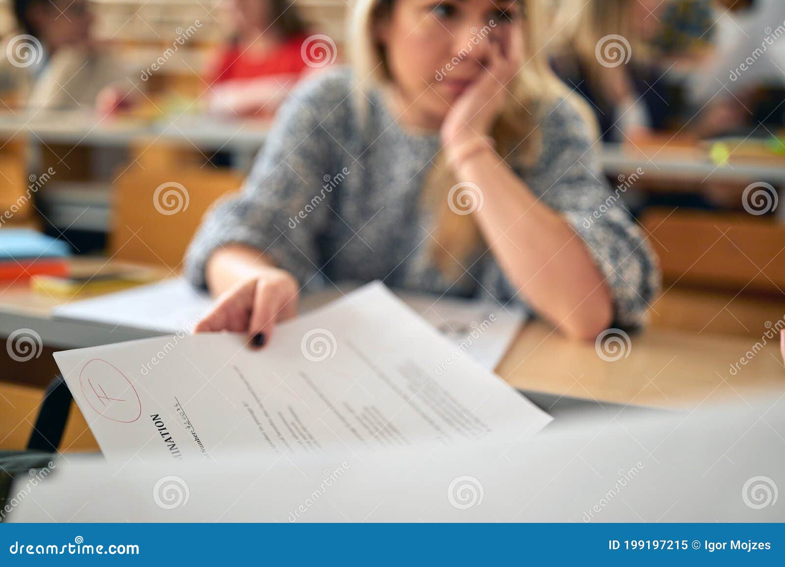 Female Student Disappointed about the Grade Stock Image - Image of ...