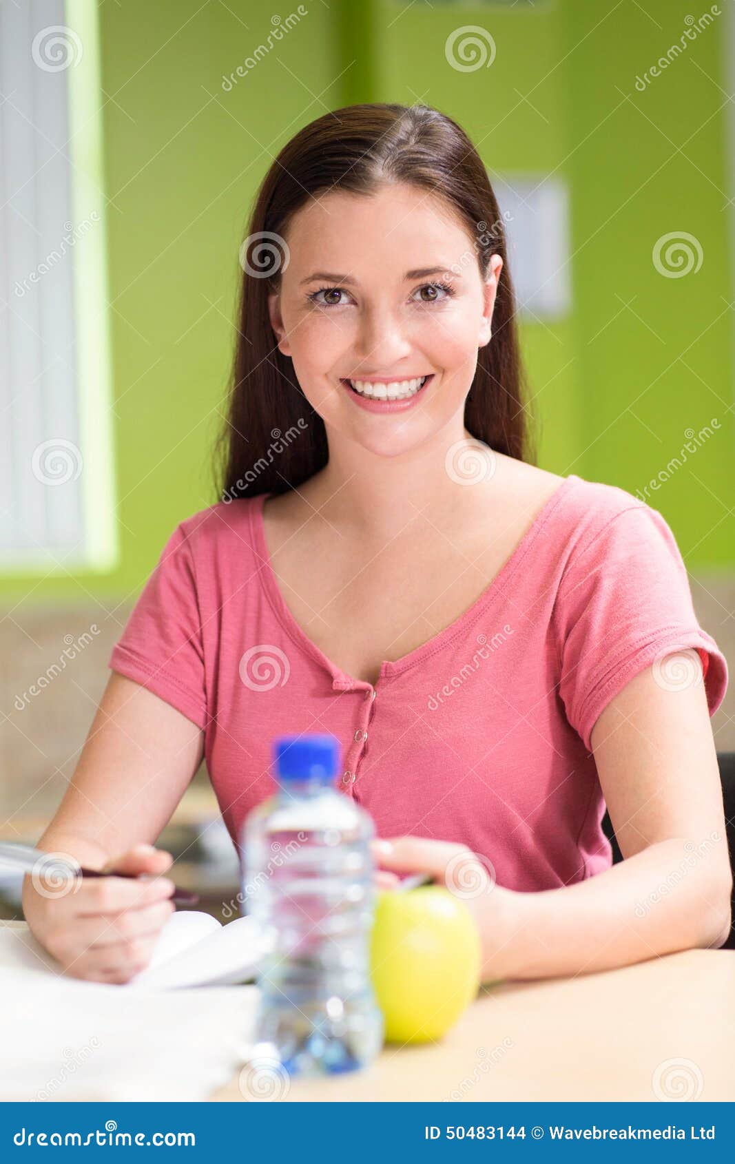 Female Student Doing Homework in Library Stock Photo - Image of ...