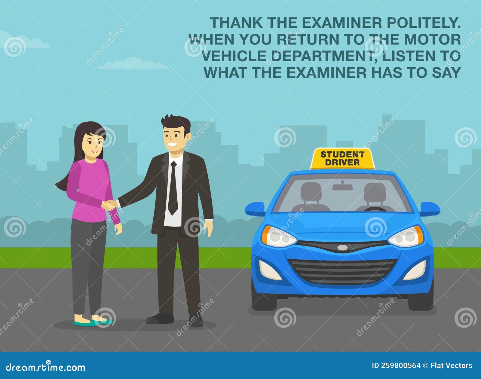 Female Student Driver Passed Practical Driving Test. Examiner ...