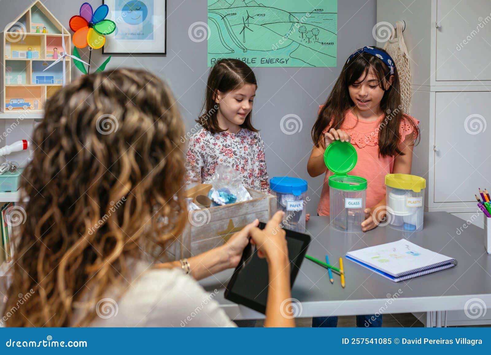 Female Student Explaining How To Recycle by Sorting Waste in Ecology ...