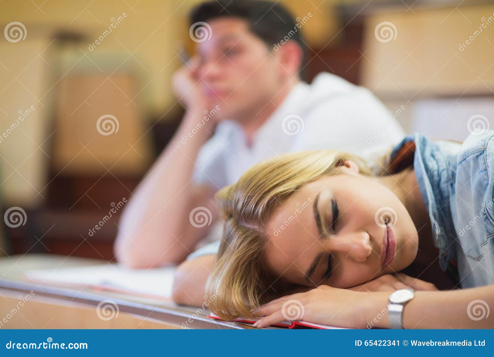 Female Student Falling Asleep during Class Stock Image - Image of ...