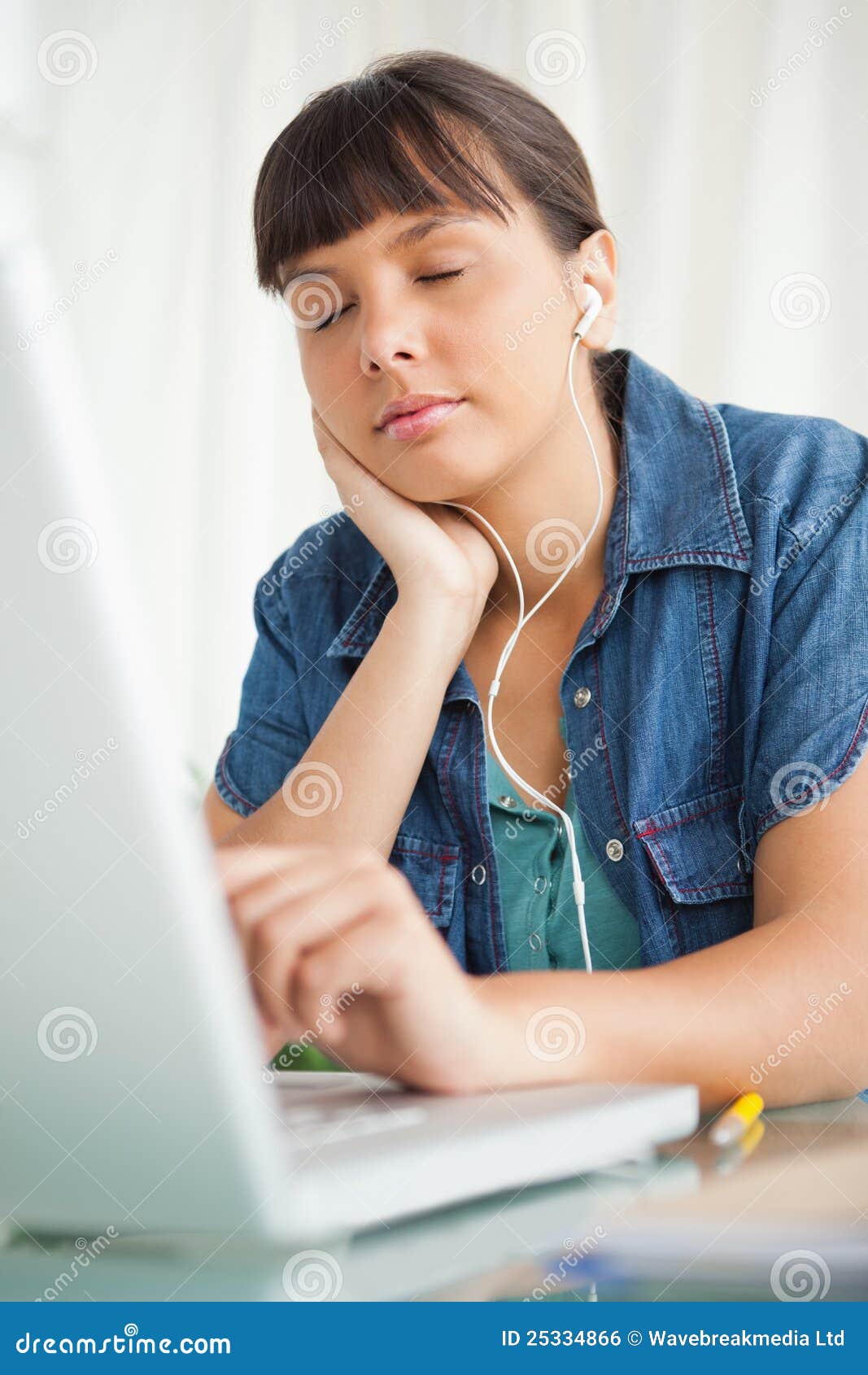 Student Falling Asleep While Studying At A Desk. Office Room Shot ...