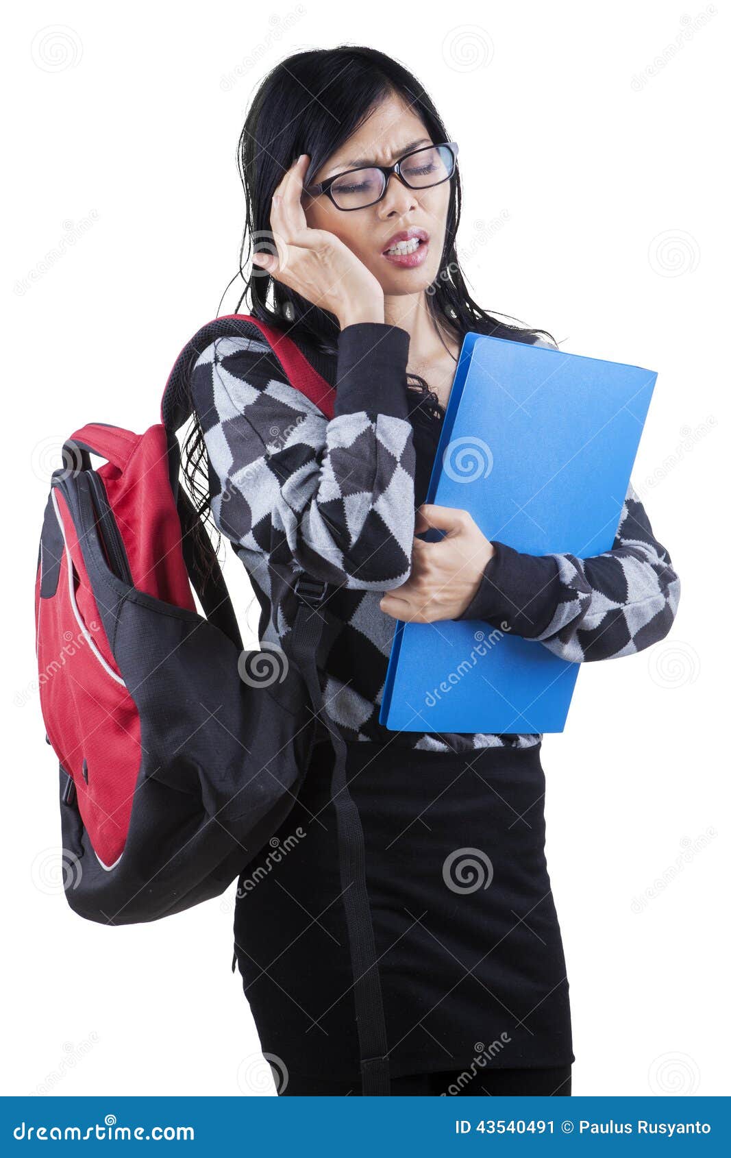 Female student feel dizzy stock image. Image of hand - 43540491