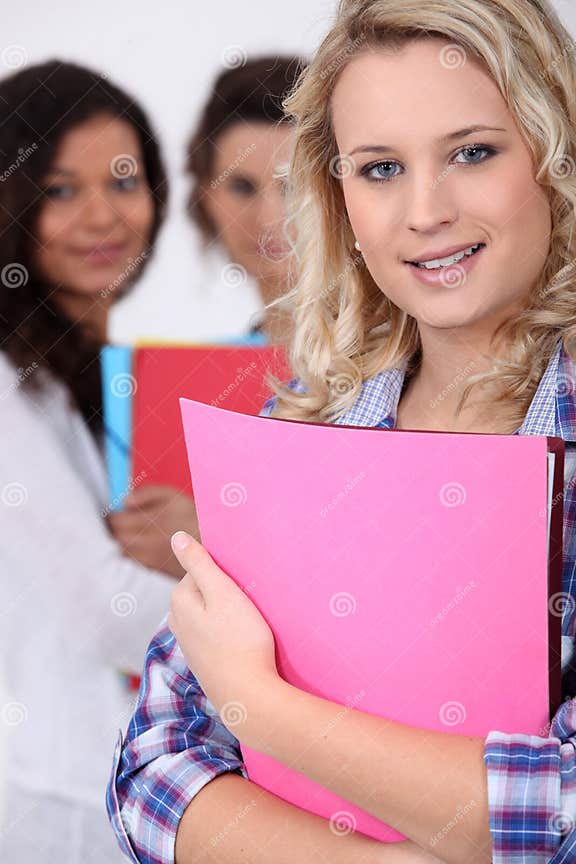 Female student with files stock image. Image of collar - 35752547
