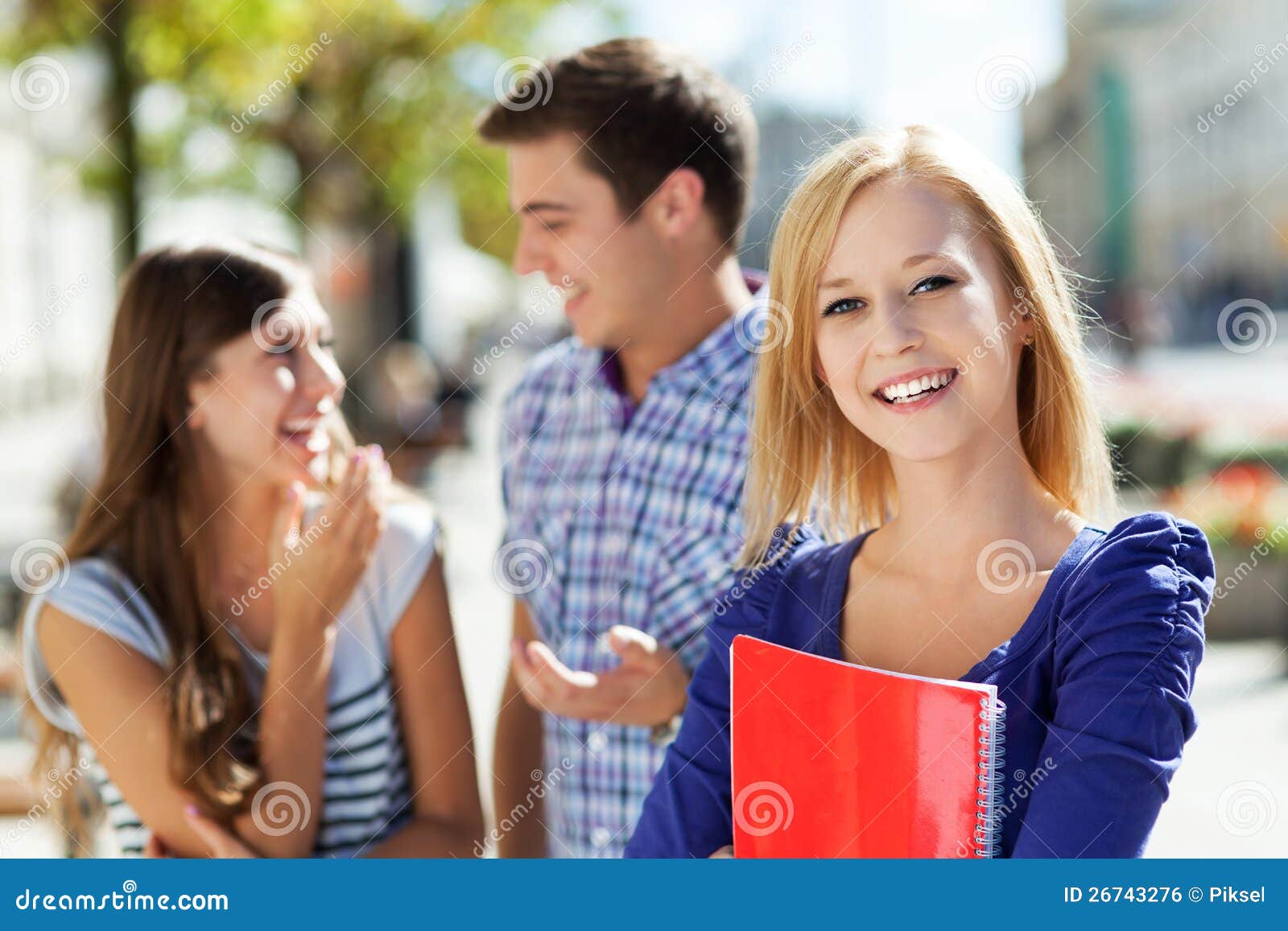 Female Student with Friends Stock Photo - Image of casual, handsome ...