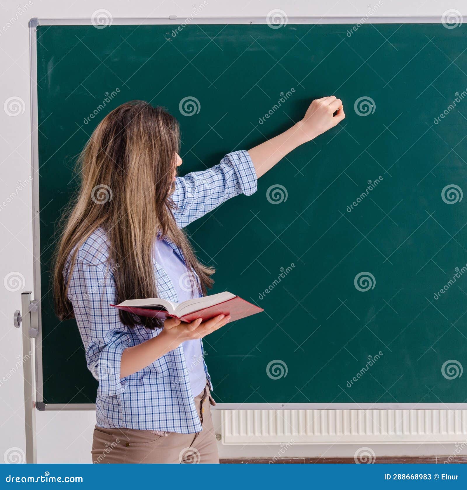 Female Student in Front of Chalkboard Stock Image - Image of lecture ...