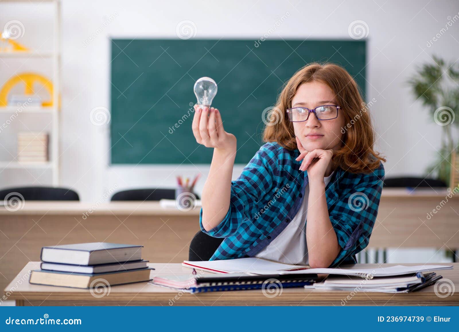 Young Female Student in Happy Idea Concept Stock Image - Image of ...