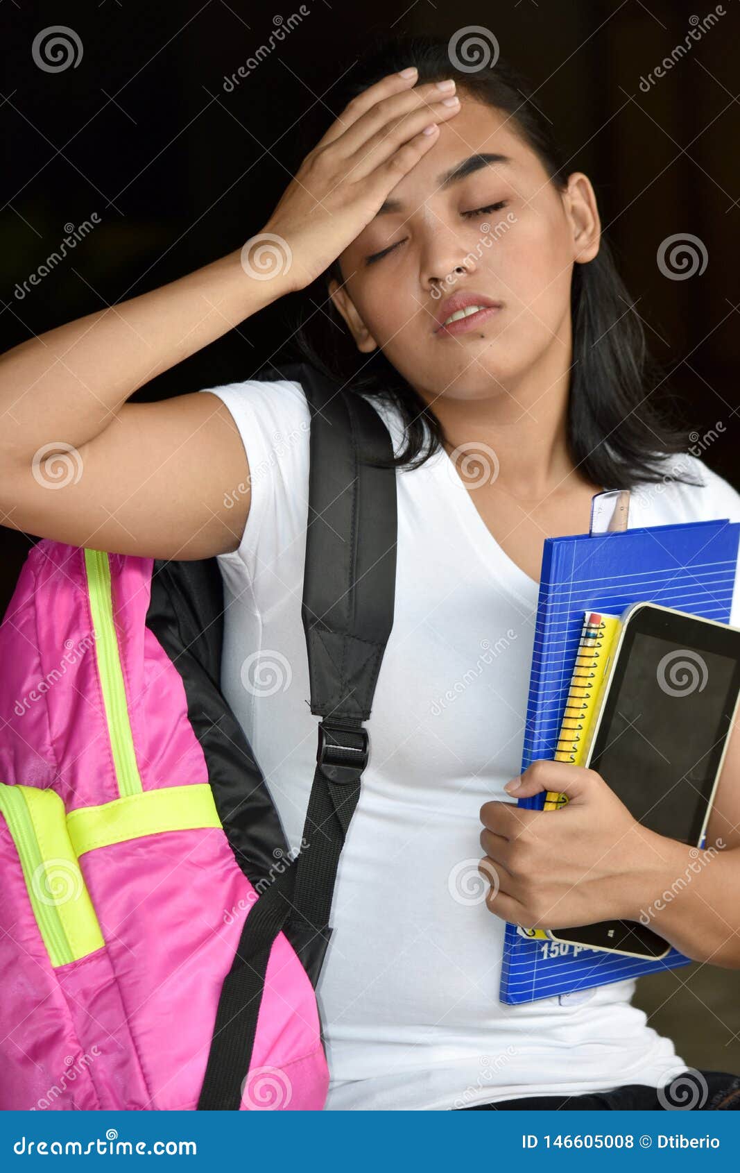 Female Student with Headache Stock Photo - Image of females, pupil ...