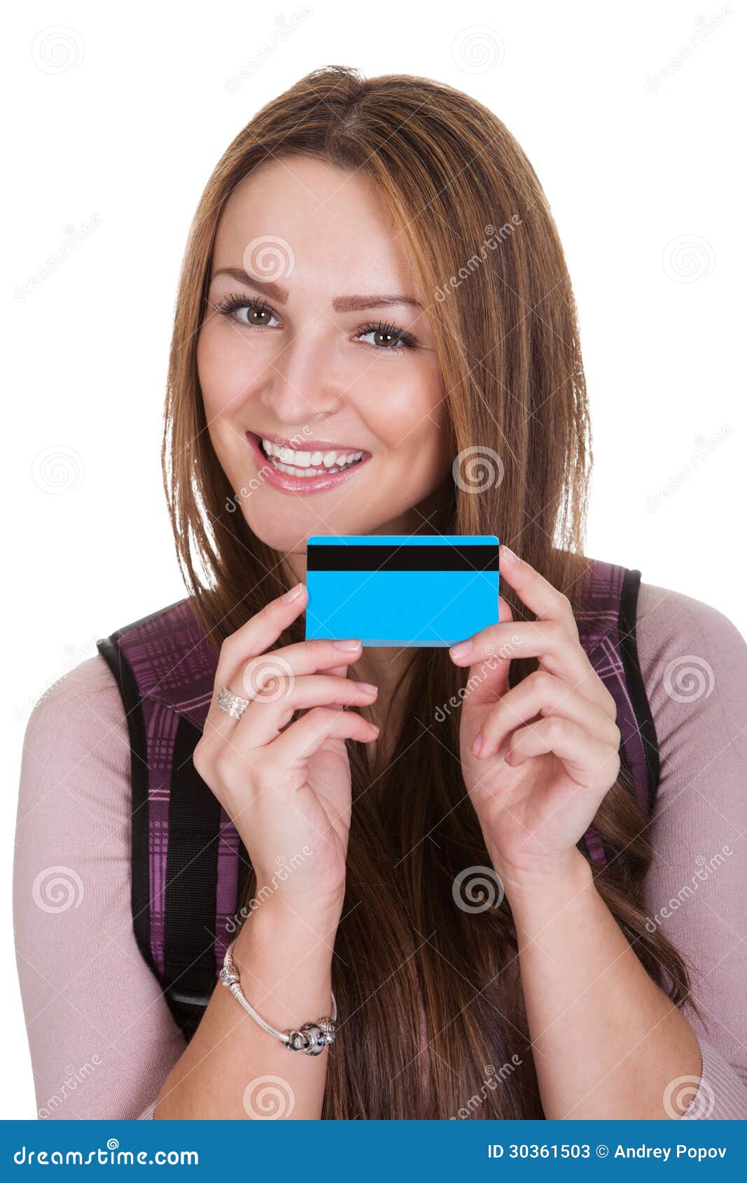 Female Student Holding Credit Card Stock Image - Image of alone ...