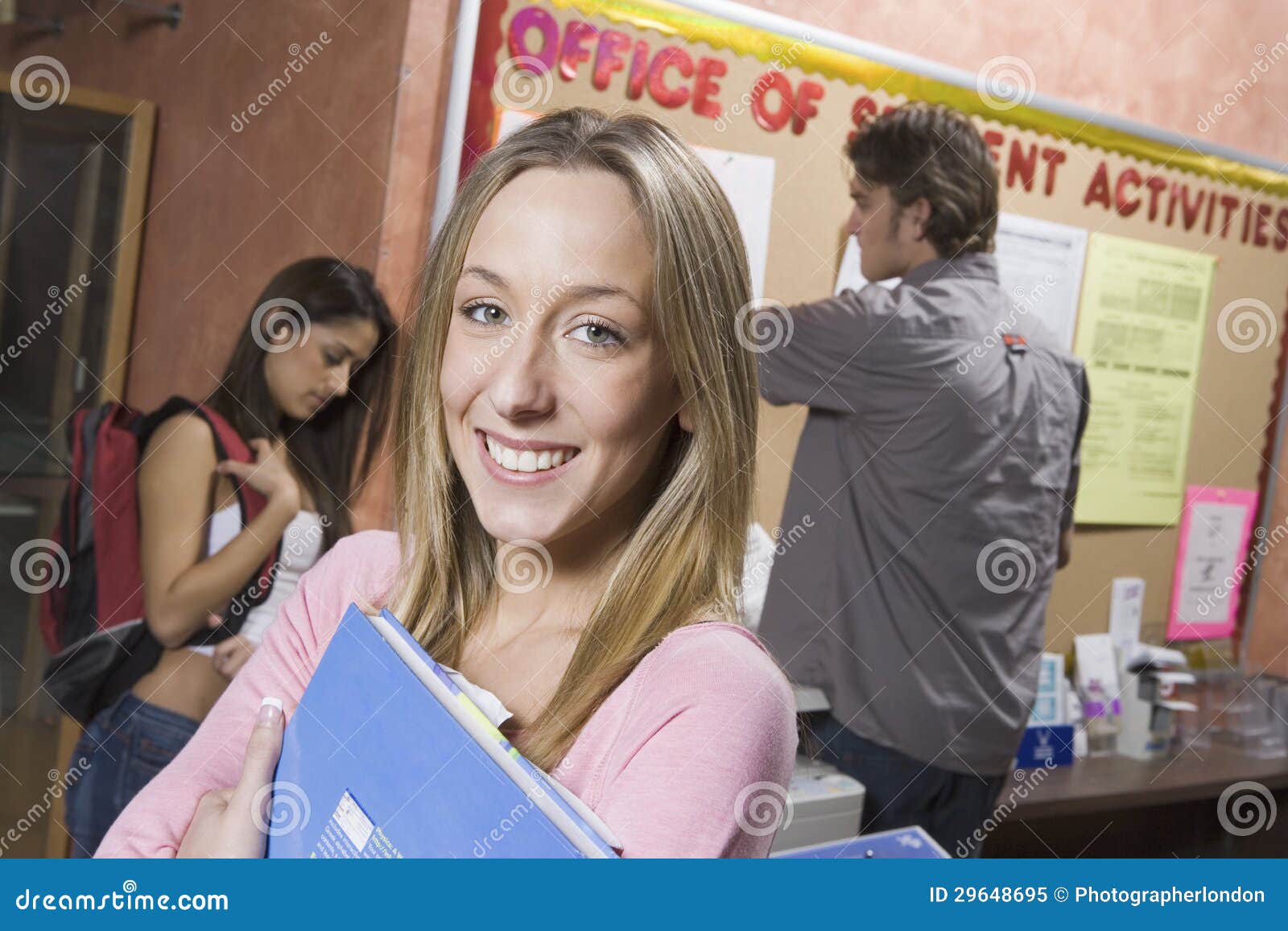 Female Student Holding Folder Stock Image - Image of female, learn ...