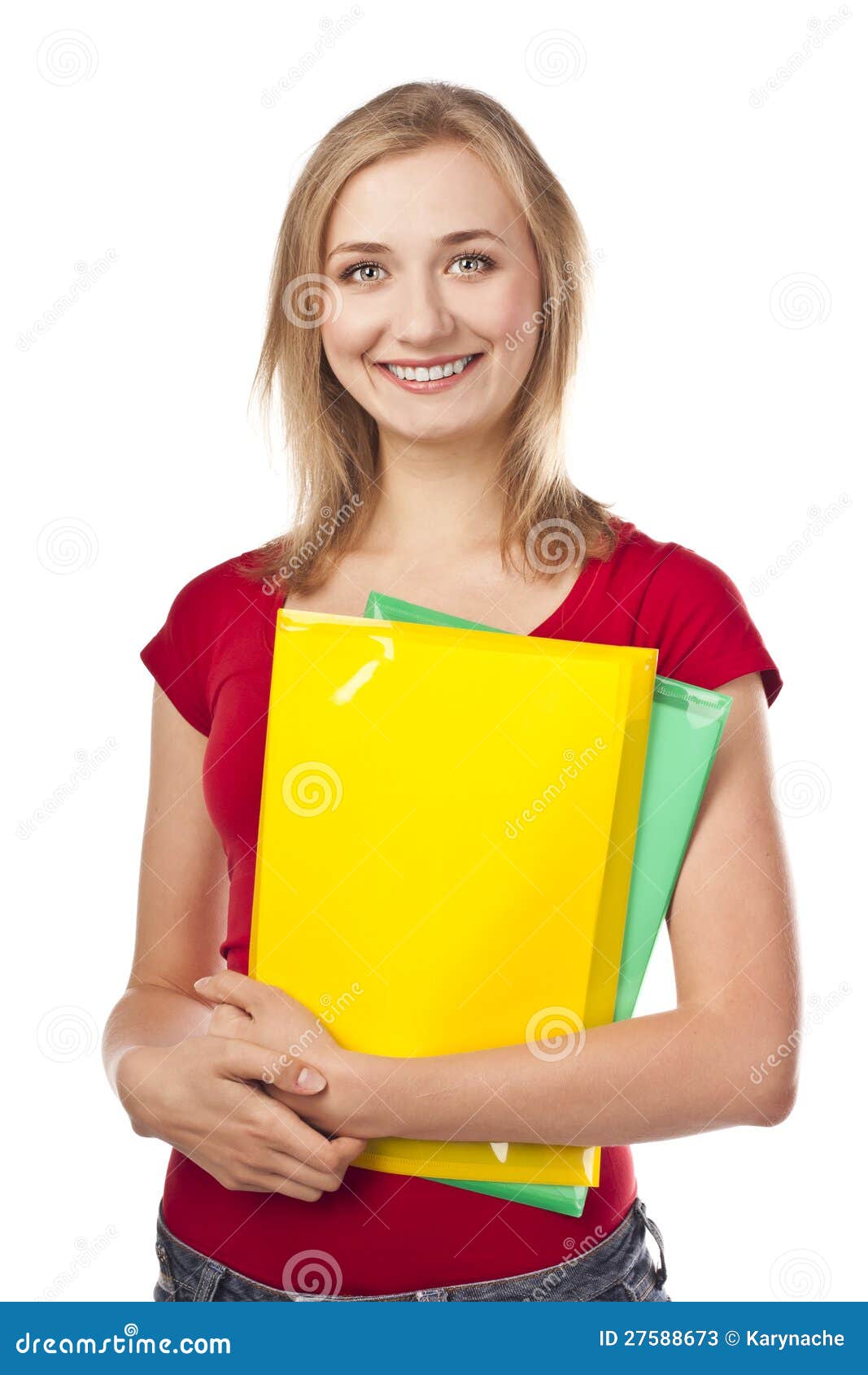 Female Student Holding Notebooks Stock Image - Image of girl, school ...