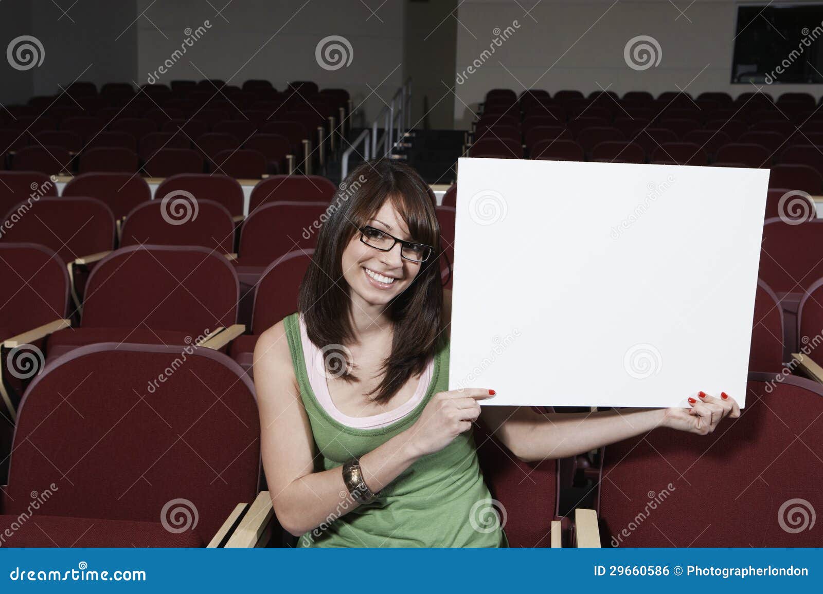 Female Student Holding Sign Board Stock Photo - Image of female, blank ...
