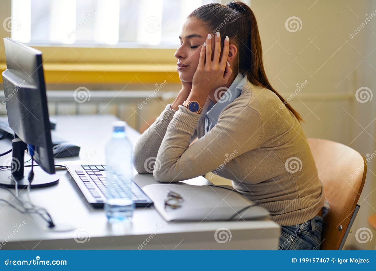 A Female Student Indisposed about Difficult Lesson. Smart Young People ...