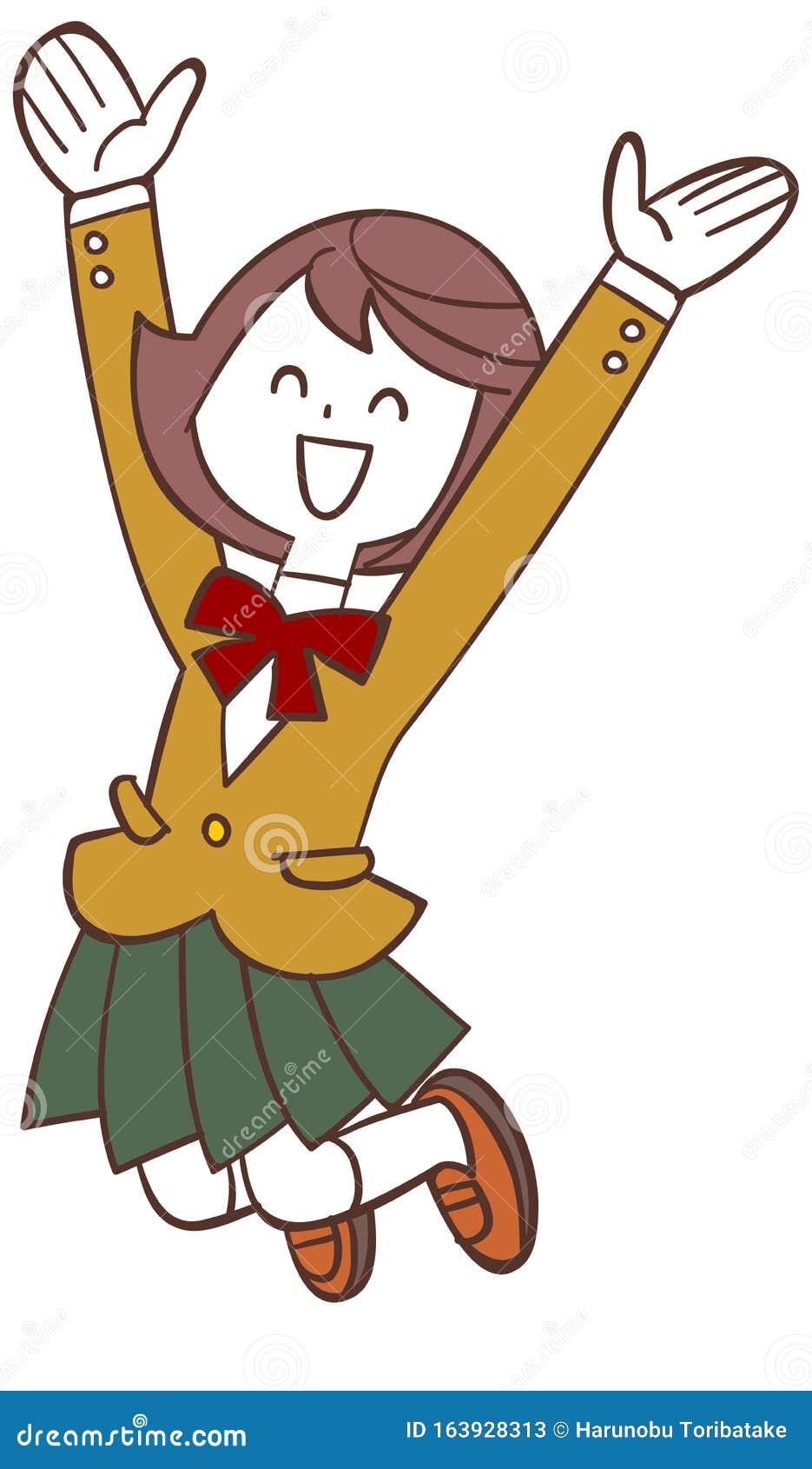 The Image of a Female Student Jumping Happily Stock Vector ...