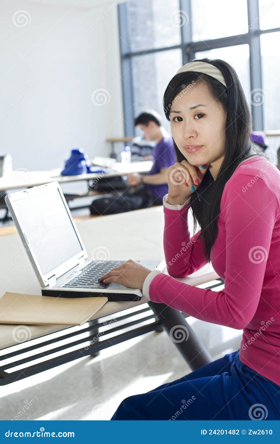 A Female Student is Learning Stock Photo - Image of smile, typewrite ...
