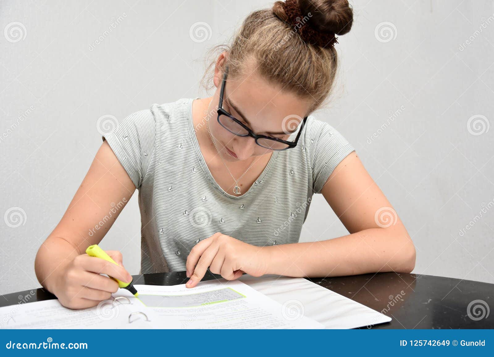 Female Student Learning for Exam Stock Image - Image of glasses, learn ...