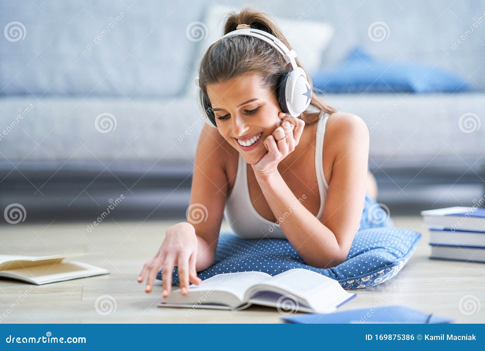 Female Student Learning at Home Stock Photo - Image of happy, education ...