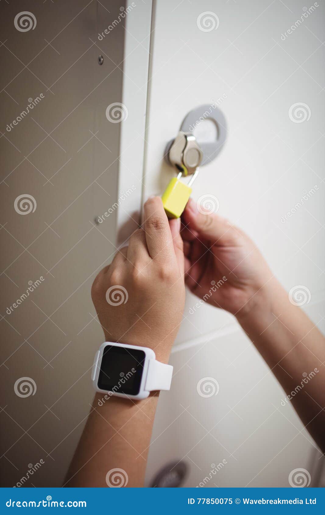 Female Student Locking Her Locker Stock Image - Image of education ...