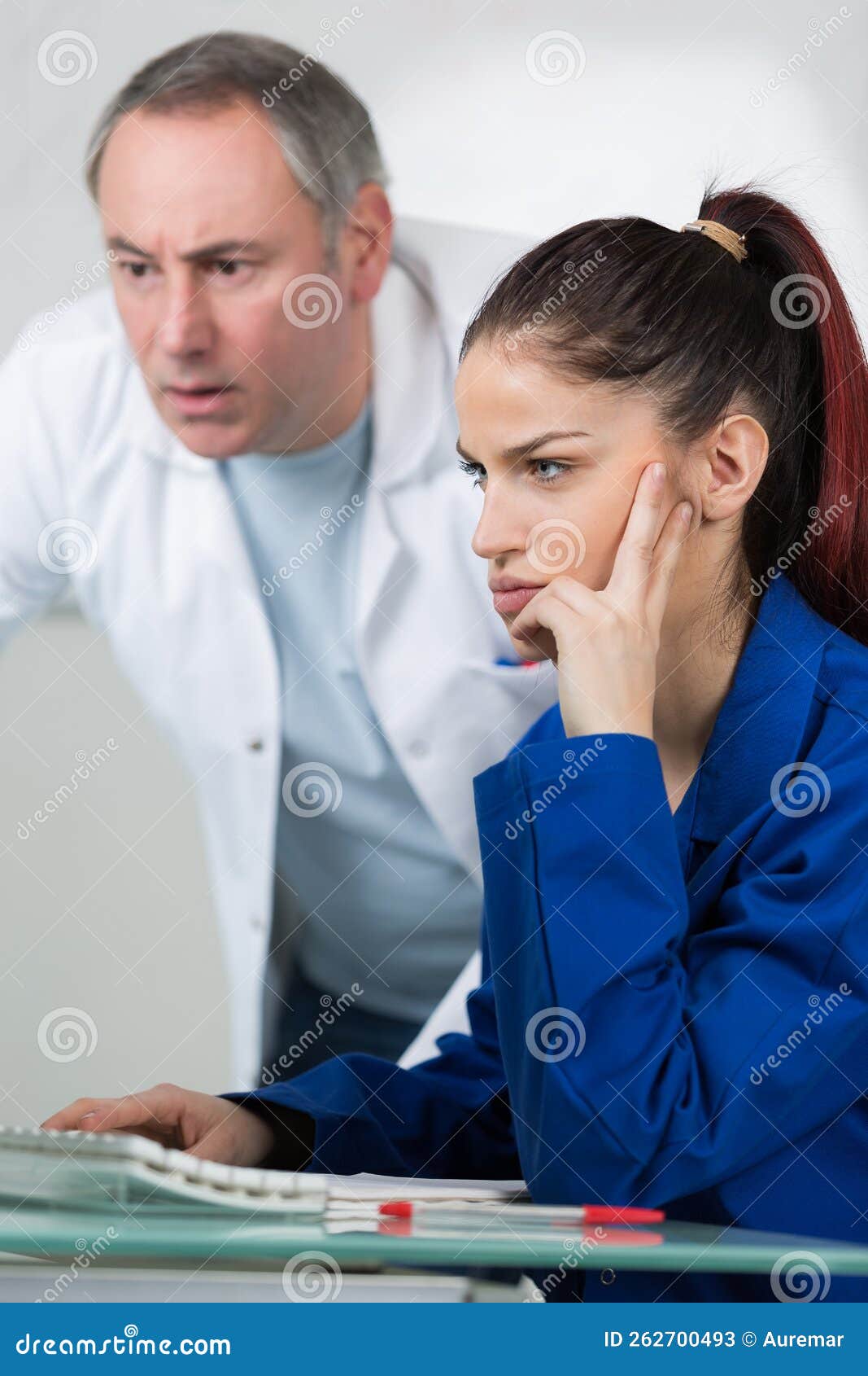 Female Student Looking at Desktop Computer Screen Stock Image - Image ...