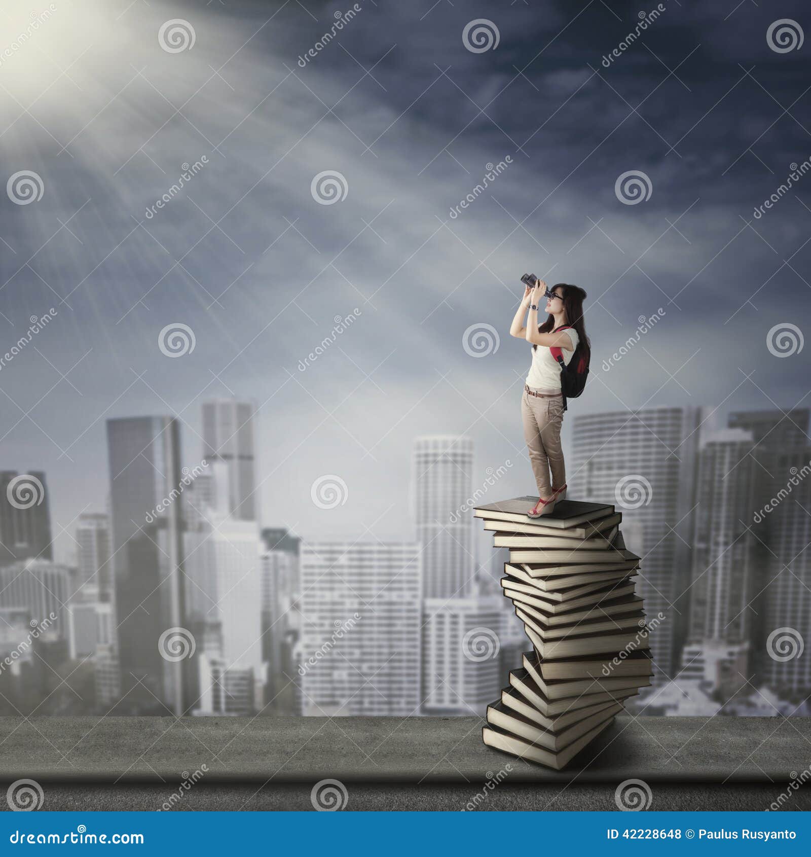 Female Student Looking for Her Future Stock Photo - Image of future ...