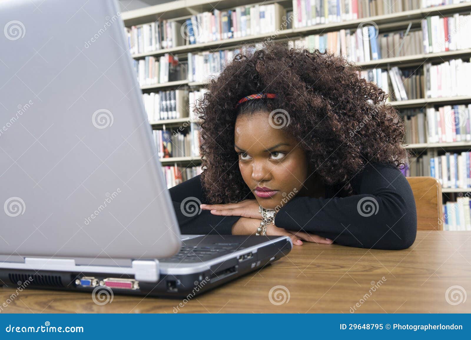 Female Student Looking at Laptop Screen Stock Image - Image of hobby ...