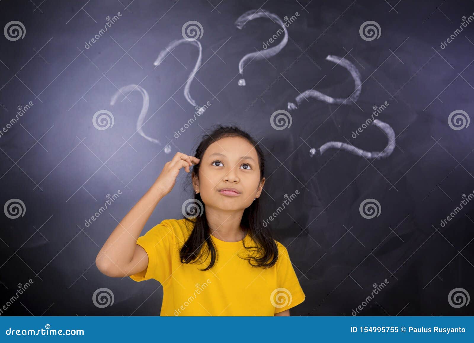 Female Student Looking at Question Marks Stock Image - Image of ...